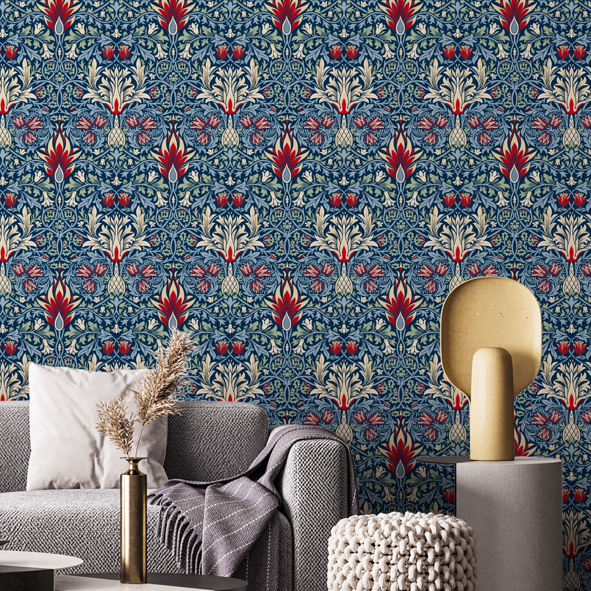 William Morris Snakeshead Blue Twilight Indigo Wallpaper